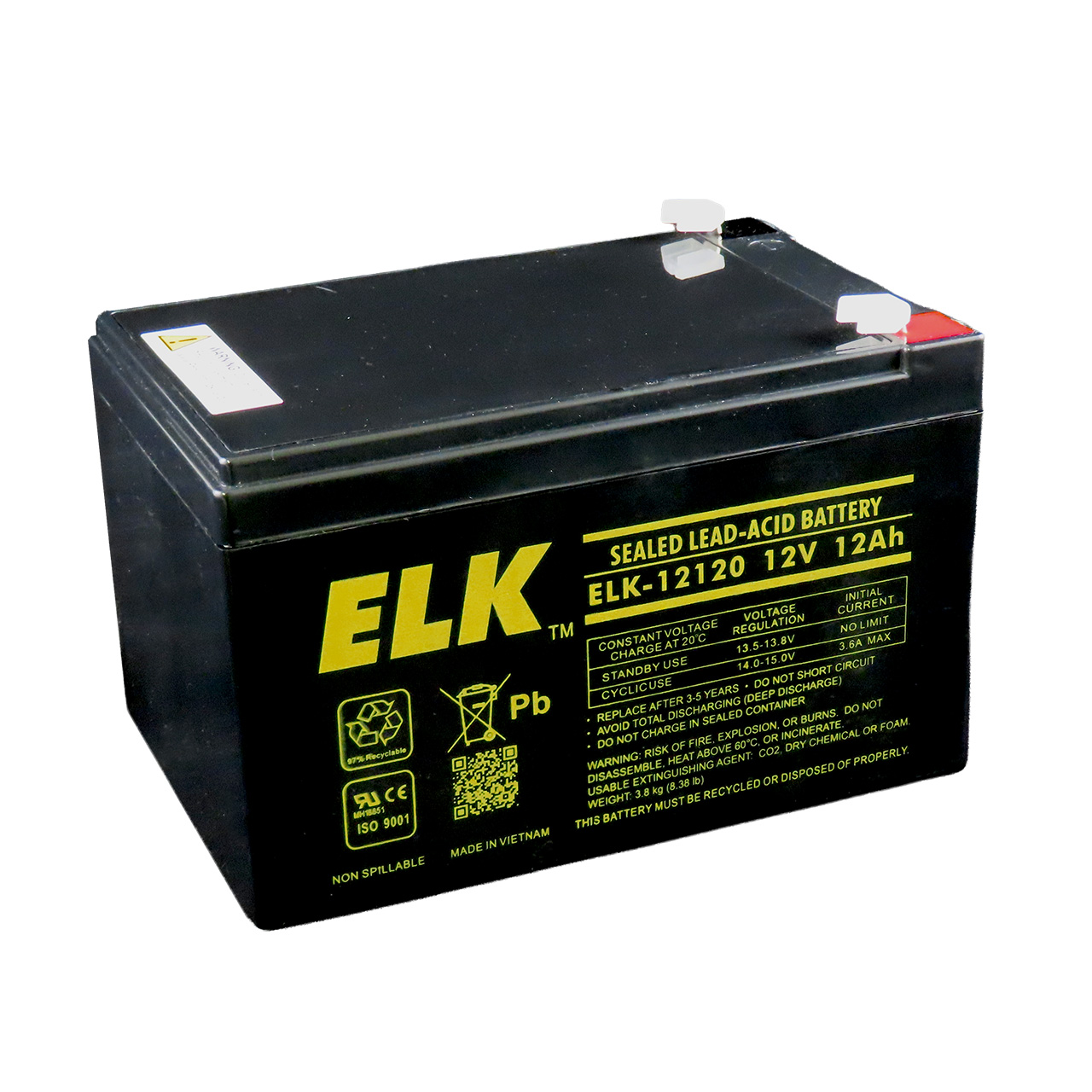 Sealed Lead Acid Battery, 12 V 12Ah - ELK Products
